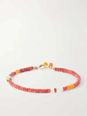 PEYOTE BIRD 14 Karat Gold Multi-stone Beaded Bracelet - Orange