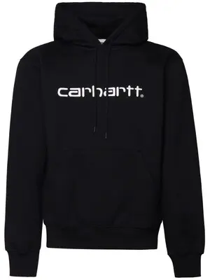 Carhartt Work In Progress Logo Cotton Hoodie - Black