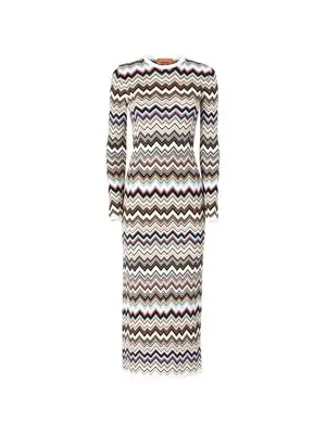 Missoni Zig Zag Motif Long Sleeve Maxi Dress