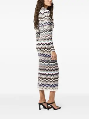 Missoni Zig Zag Motif Long Sleeve Maxi Dress