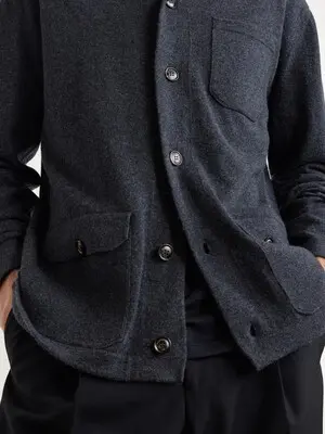 PIACENZA CASHMERE 1733 Cashmere Chore Jacket Cardigan - Gray