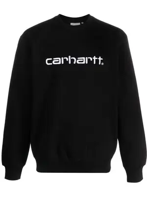 Carhartt Work In Progress Logo Cotton Sweatshirt - Black