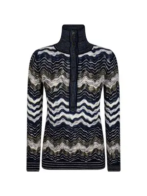 Missoni Zig Zag Motif Polo Shirt - Blue