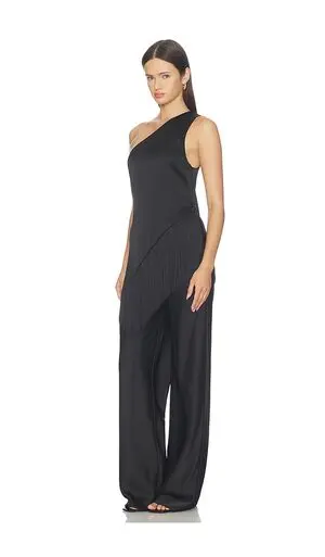 LOVERS AND FRIENDS Asymmetrical Fringe Satin Top - Black
