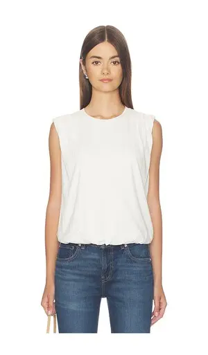 BOBI Sleveless Bubble Hem Tee In Ivory - Pearl