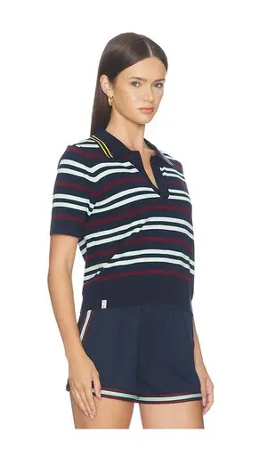 The Upside Archie Collared Knit Polo Top In Multi