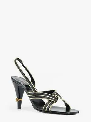 Versace Leather Sandals With Contrasting Metallic Profiles