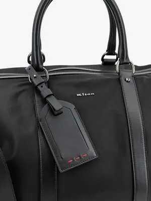 Kiton Nylon Travel Bag With Leather Inserts