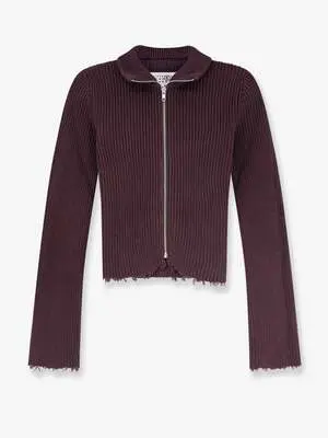 MAISON MARGIELA Ribbed Cotton Zip Cardigan With Fringed Trim