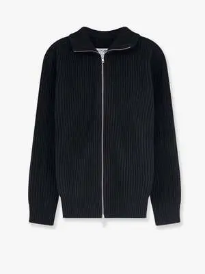 MAISON MARGIELA Ribbed Wool Blend Cardigan - Black