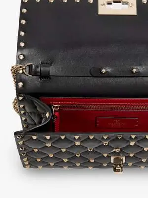Valentino Garavani Rockstud Spike Leather Shoulder Bag With Iconic Allover Studs