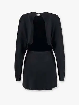 Saint Laurent Mini Lenght Dress With Gold Metal Detail - Black