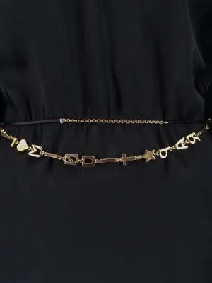 Saint Laurent Mini Lenght Dress With Gold Metal Detail - Black
