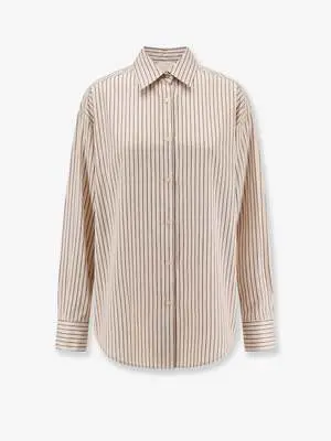 ALYSI Oversize Striped Lyocell And Silk Shirt