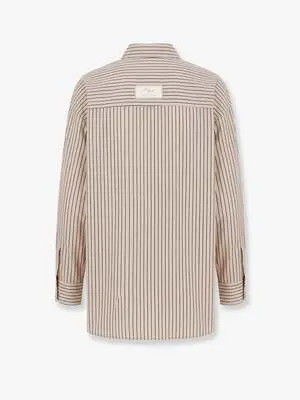 ALYSI Oversize Striped Lyocell And Silk Shirt