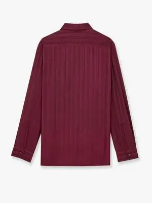 Saint Laurent Cassandre Lavallière Striped Silk Jacquard Shirt