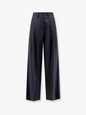 ALYSI Wool Blend Trousers With Pinces - Blue