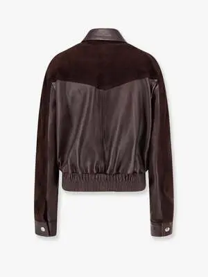 Versace Leather And Suede Jacket With Medusa Detail