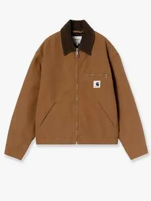 Carhartt Work In Progress Detroit Canvas Jacket With Logo Patch - Brown