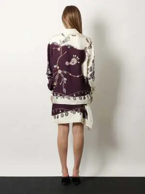 Versace Printed Silk Twill Shirt - Purple