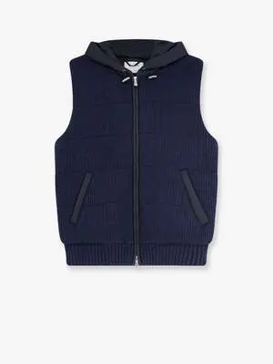 GRAN SASSO Sleeveless Virgin Wool Zip-up Jacket With Hood