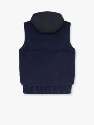 GRAN SASSO Sleeveless Virgin Wool Zip-up Jacket With Hood