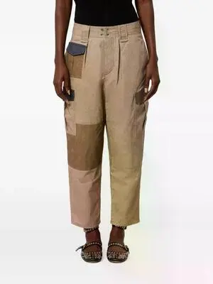 MARANT ETOILE Patchwork Cotton Cargo Pants - Brown