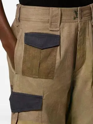 MARANT ETOILE Patchwork Cotton Cargo Pants - Brown