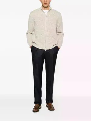 LARDINI Zip-up Marl-knit Cardigan