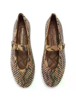 Kurt Geiger Mayfair Crystal Embellished Ballet Flats - Neutrals