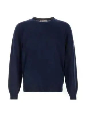 Brunello Cucinelli Crew-neck Ribbed-trim Sweater - Blue