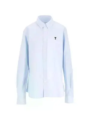 AMI Paris Button-down Shirt With De Coeur Embroidery