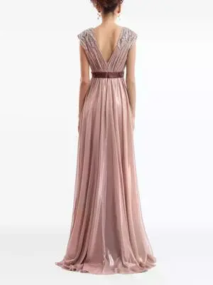 GEMY MAALOUF Pleated Embellished Maxi Dress