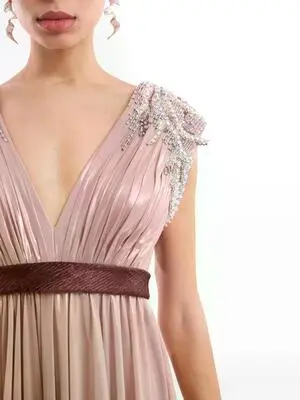 GEMY MAALOUF Pleated Embellished Maxi Dress