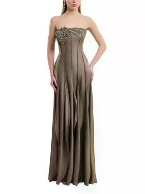 GEMY MAALOUF Strapless Beaded Maxi Dress