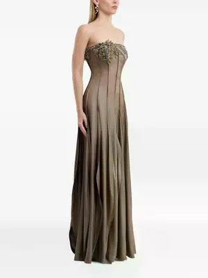 GEMY MAALOUF Strapless Beaded Maxi Dress