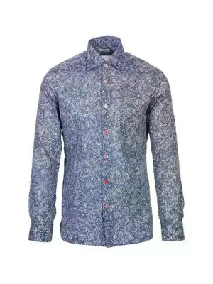 Kiton Floral-print Long-sleeve Shirt - Blue