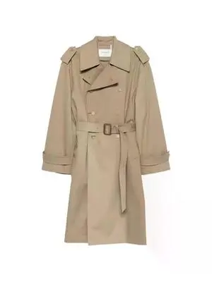 Saint Laurent Double-breasted Belted Trench Coat - Neutrals