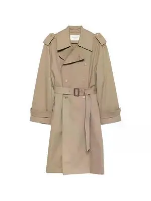 Saint Laurent Double-breasted Belted Trench Coat - Neutrals