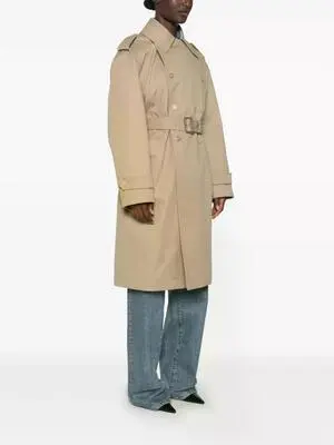 Saint Laurent Double-breasted Belted Trench Coat - Neutrals