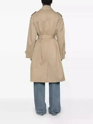 Saint Laurent Double-breasted Belted Trench Coat - Neutrals
