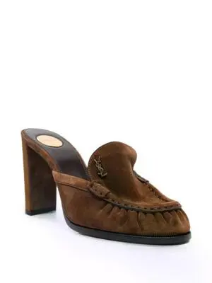 Saint Laurent Le Loafer Suede Heeled Mules