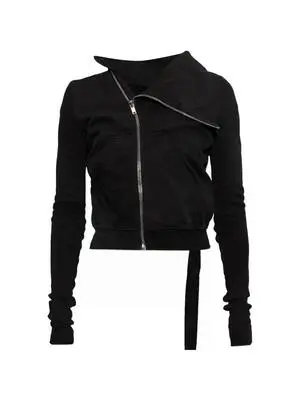 Rick Owens Asymmetrical Zip Hooded Sweatshirt - Black