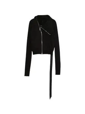 Rick Owens Asymmetrical Zip Hooded Sweatshirt - Black