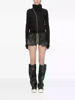 Rick Owens Asymmetrical Zip Hooded Sweatshirt - Black