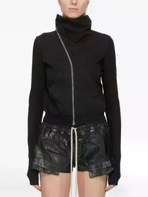 Rick Owens Asymmetrical Zip Hooded Sweatshirt - Black