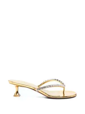Amina Muaddi Gigi Embellished Heeled Sandals - Gold