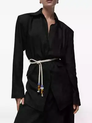 CAYET Julia Beaded Rope Belt Shirt - Black