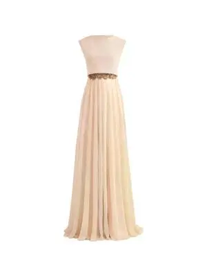 GEMY MAALOUF Maxi Dress With Embellished Waist - Neutrals