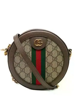 Gucci Mini Ophidia Gg Supreme Web Ophidia Round Crossbody Bag - Neutrals